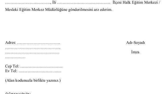 Açık Ortaokul Öğrenim Belgesi (Tasdikname ) İstek Dilekçesi – Açık Orta ...